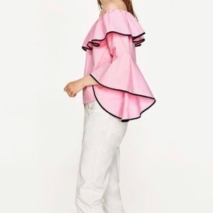 Zara | Tops | Zara Pink Off Shoulders Blouse | Poshmark